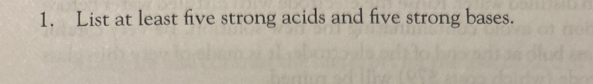 Solved List at least five strong acids and five strong | Chegg.com