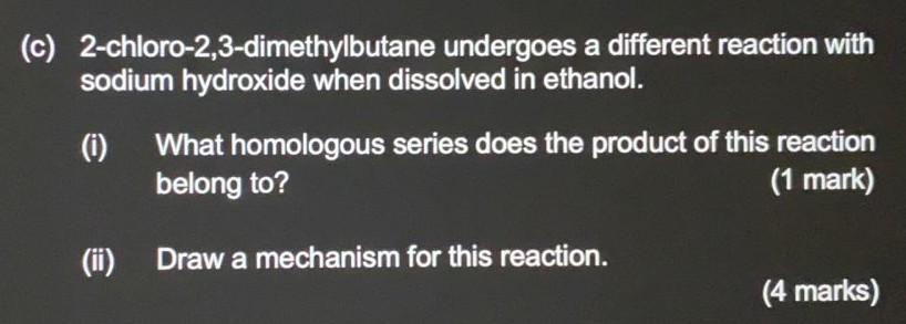Solved (c) 2-chloro-2,3-dimethylbutane undergoes a different | Chegg.com
