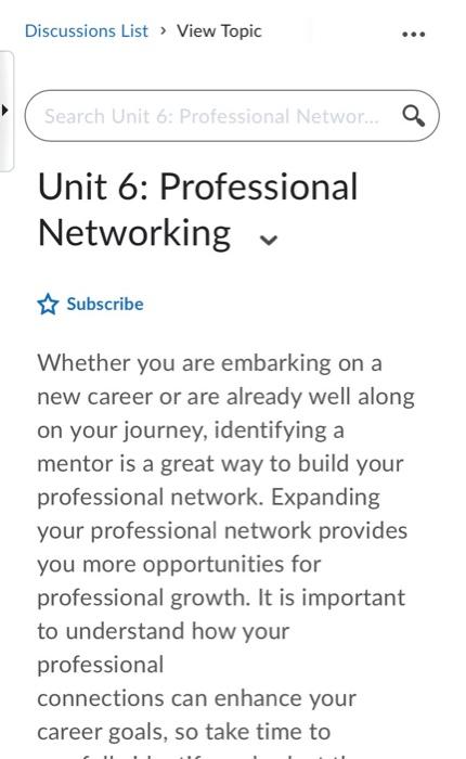 Solved Unit 6: Professional Networking औे Subscribe Whether | Chegg.com