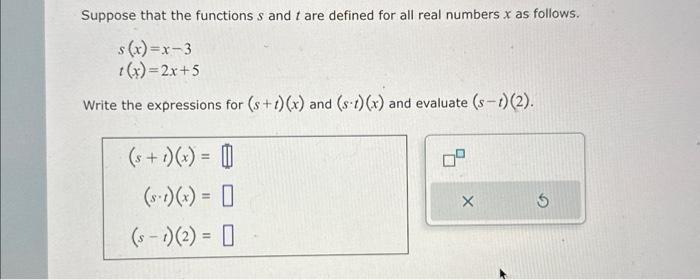 Solved Suppose that the functions s and t are defined for | Chegg.com
