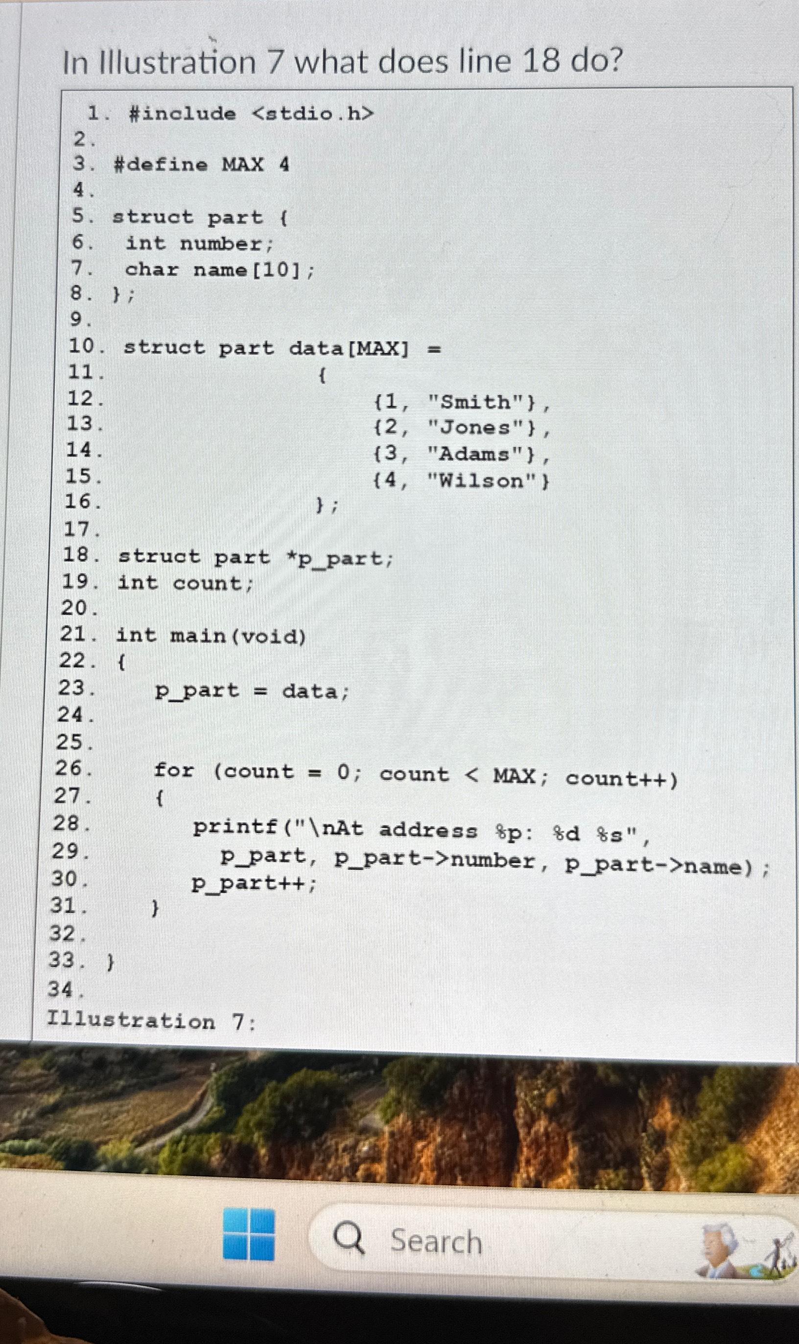 Solved In Illustration 7 ﻿what does line 18 ﻿do?#include | Chegg.com