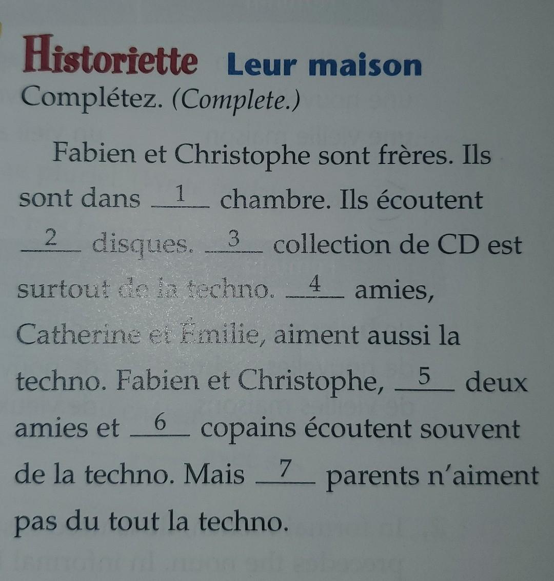 2 Historiette Leur maison Complétez. (Complete.) | Chegg.com