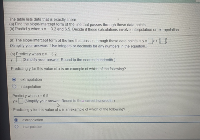 Solved The table lists data that is exactly linear (a) Find | Chegg.com