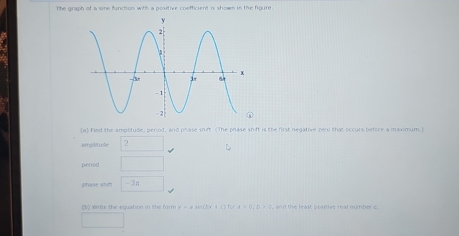 Solved The graph of a sine function with a positive | Chegg.com