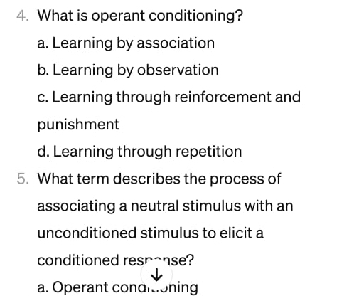 Solved What is operant conditioning?a. ﻿Learning by | Chegg.com