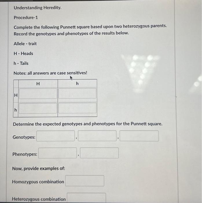 Solved Understanding Heredity. Procedure-1 Complete the | Chegg.com