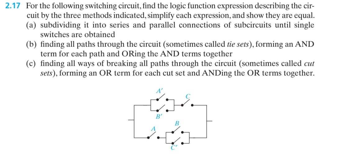 Solved 2.17 ﻿For the following switching circuit, find the | Chegg.com