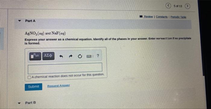 Solved AgNO3(aq) and NaF(aq) Express your answer as a | Chegg.com