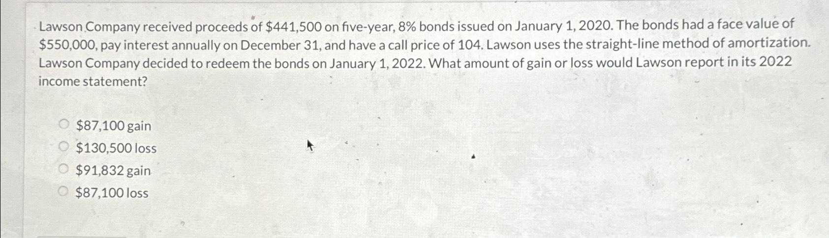 Solved Lawson Company received proceeds of $441,500 ﻿on | Chegg.com