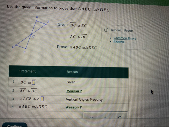 Solved Use the given information to prove that AABC SADEC. | Chegg.com
