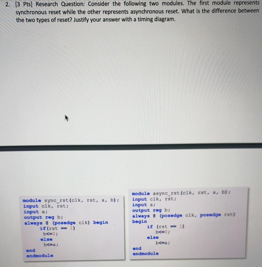 Solved 2. [3 Pts) Research Question: Consider the following | Chegg.com