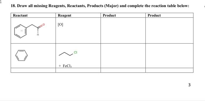 Solved 18. Draw all missing Reagents, Reactants, Products | Chegg.com