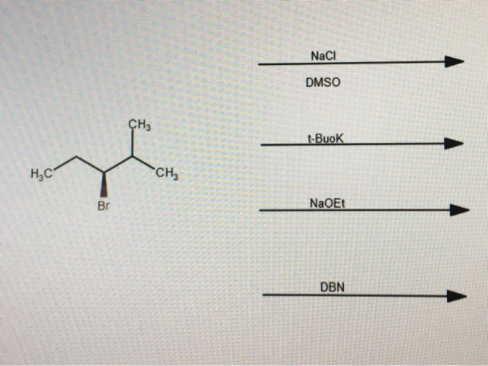 Solved Naci DMSO CH3 t-BuoK CH NaOET DBN | Chegg.com