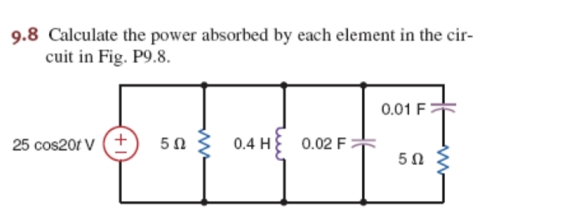 Solved 9.8 ﻿Calculate the power absorbed by each element in | Chegg.com