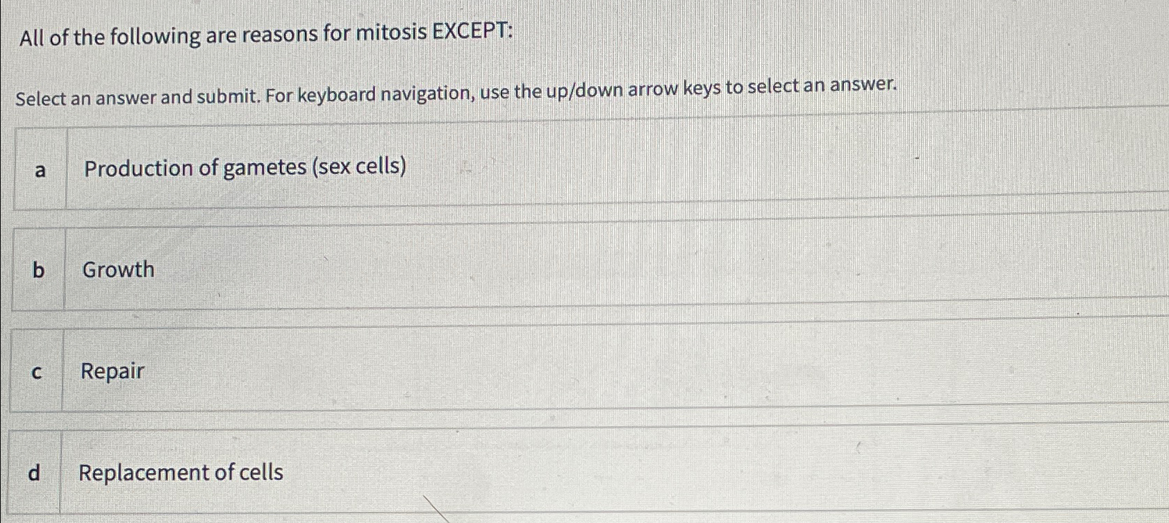 Solved All of the following are reasons for mitosis | Chegg.com