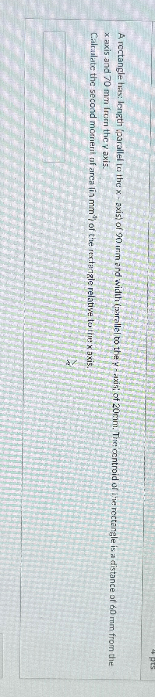 Solved A rectangle has: length (parallel to the x - ﻿axis) | Chegg.com