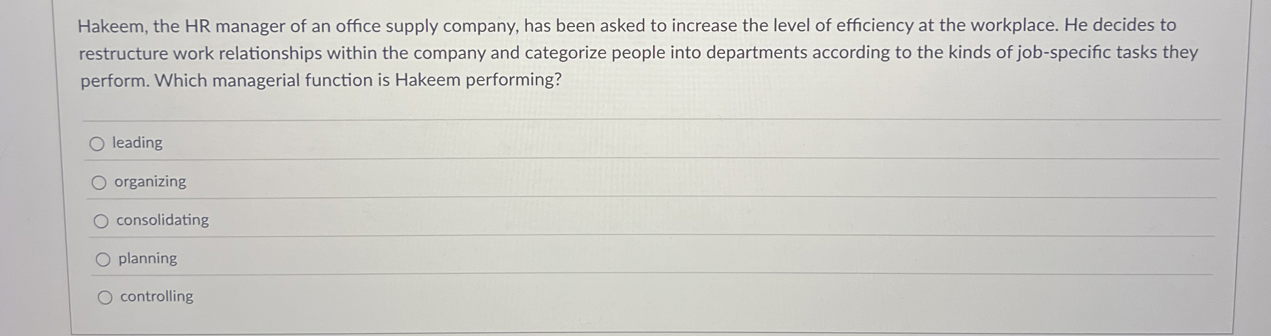 Hakeem, the HR manager of an office supply company, | Chegg.com