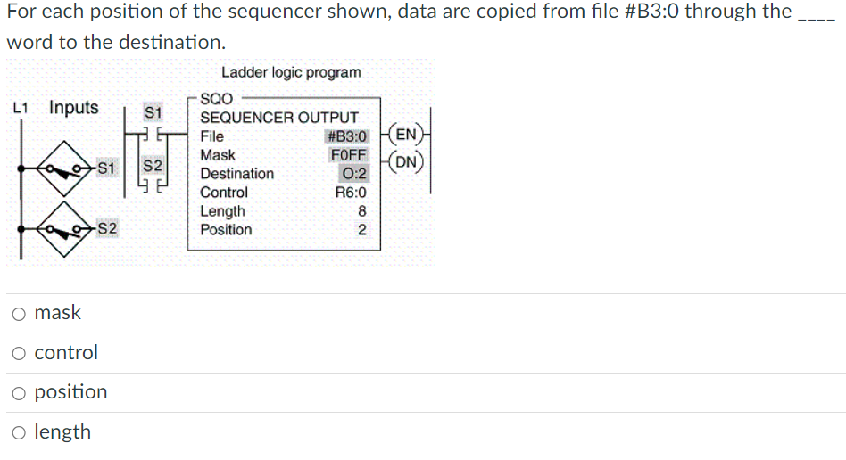 Solved For each position of the sequencer shown, data are | Chegg.com