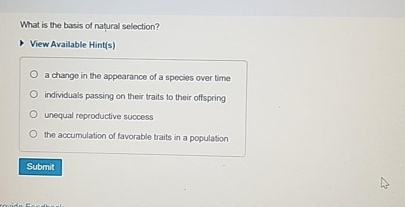 Solved What is the basis of natural selection?View Available | Chegg.com