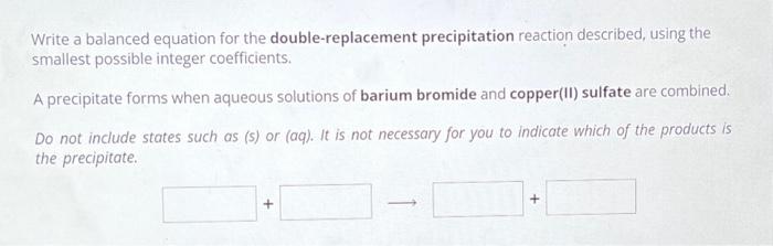 Solved Write a balanced equation for the double-replacement | Chegg.com