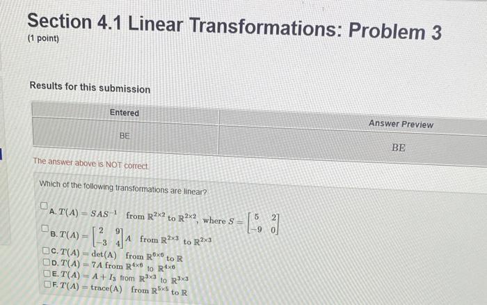 Solved Section 4 1 Linear Transformations Problem 3 1