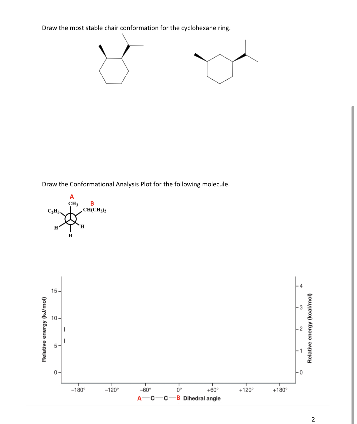 Solved Draw the most stable chair conformation for the | Chegg.com