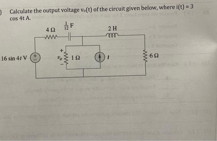Solved Calculate the output voltage vo(t) of the circuit | Chegg.com