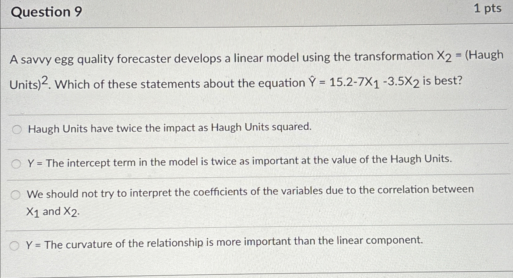 Solved Question 91 ﻿ptsA savvy egg quality forecaster | Chegg.com