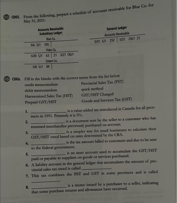 Overview Discounts, PST Payable, and HST Payable: | Chegg.com