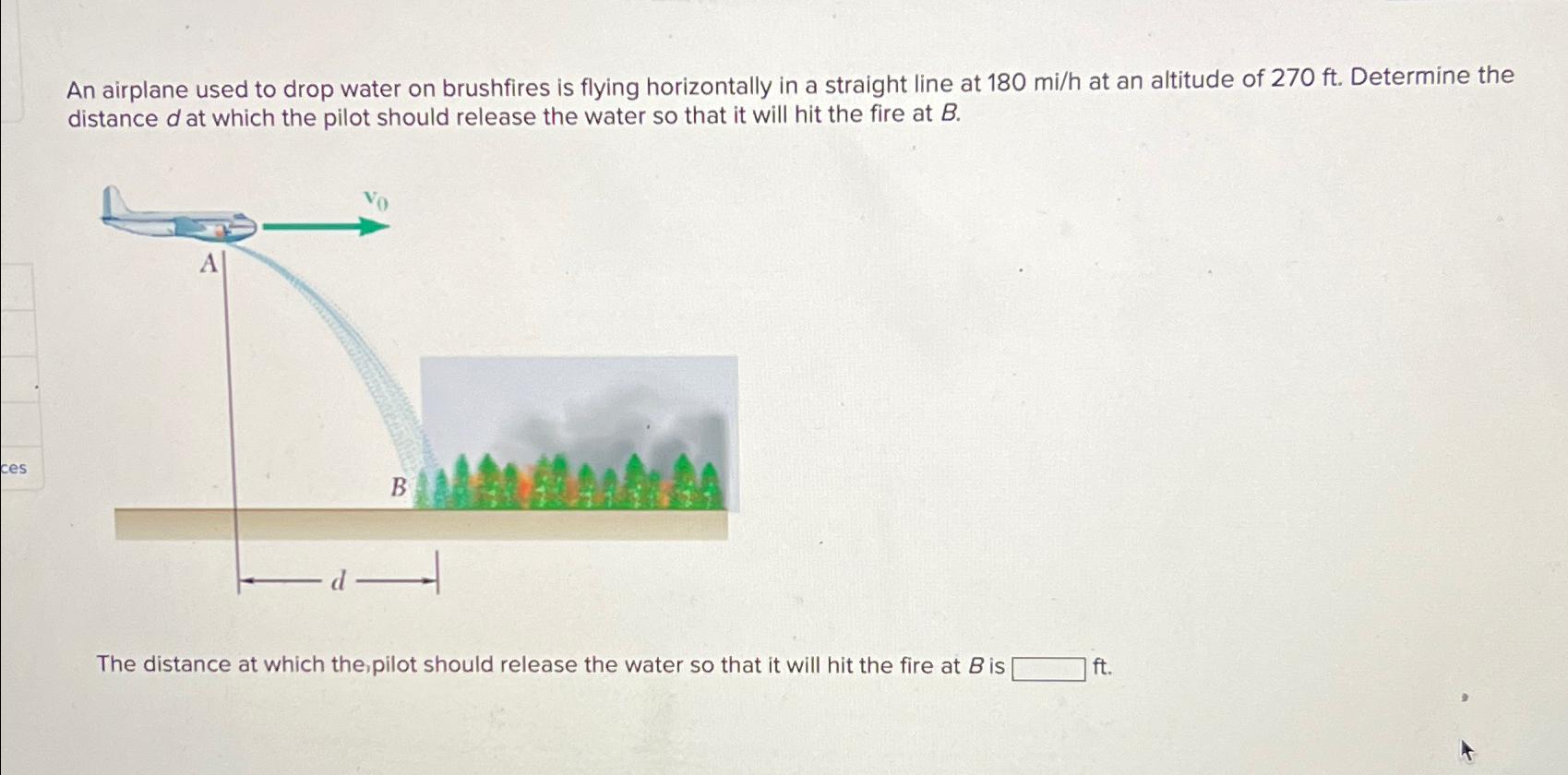 Solved An airplane used to drop water on brushfires is | Chegg.com