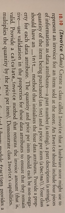 Solved M8HW1 Invoice Class (Assignment | Chegg.com