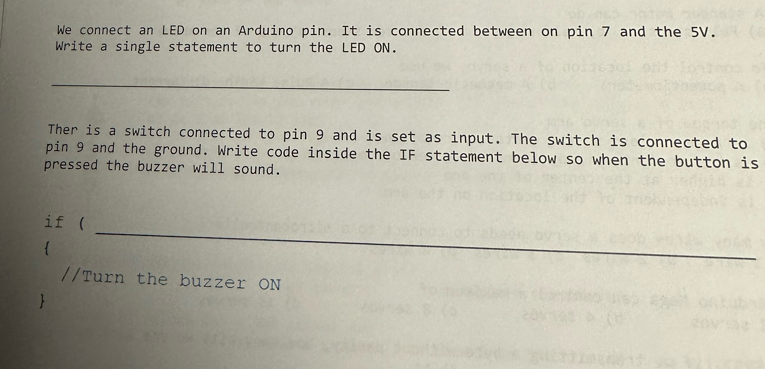 Solved We connect an LED on an Arduino pin. It is connected | Chegg.com