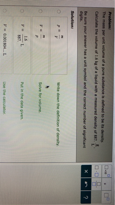 Solved 10 Problem: The mass per unit volume of a pure | Chegg.com