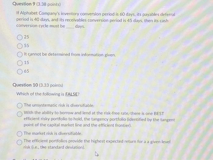 Solved If Alphabet Company's inventory conversion period is | Chegg.com