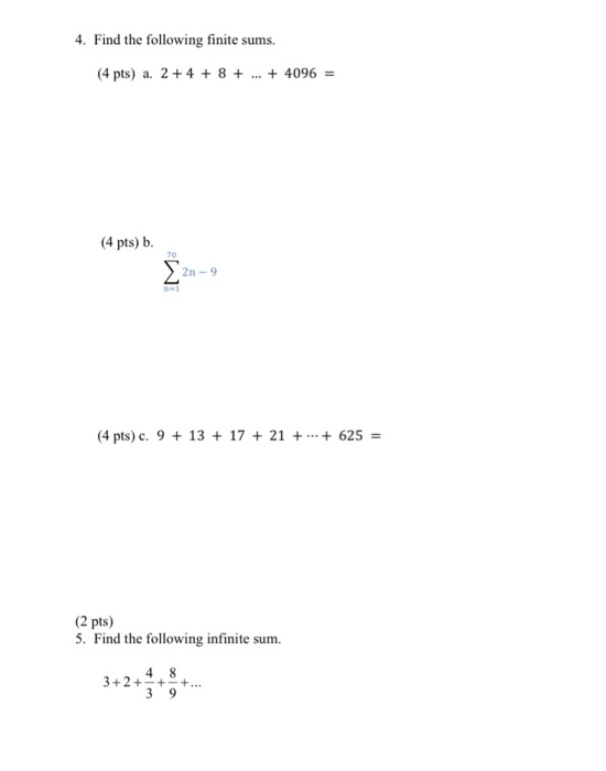 Solved (2 pts each) 1. Determine if the following sequences | Chegg.com