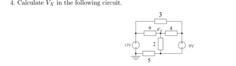 Calculate Vx ﻿in the following circuit. | Chegg.com