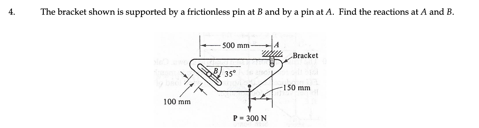 Solved The bracket shown is supported by a frictionless pin | Chegg.com