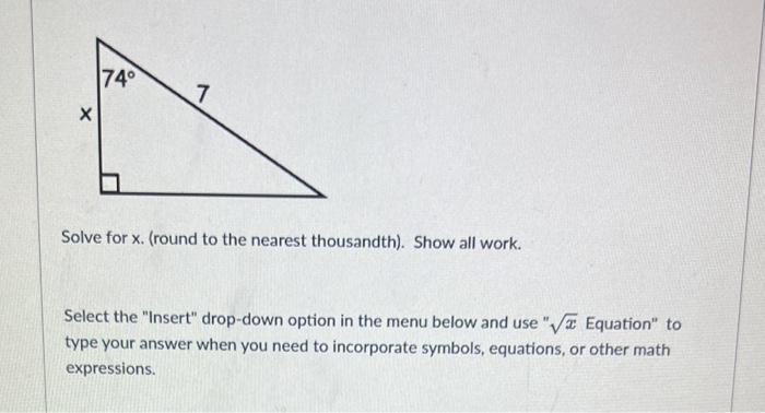 Solved Solve for x. (round to the nearest thousandth). Show | Chegg.com