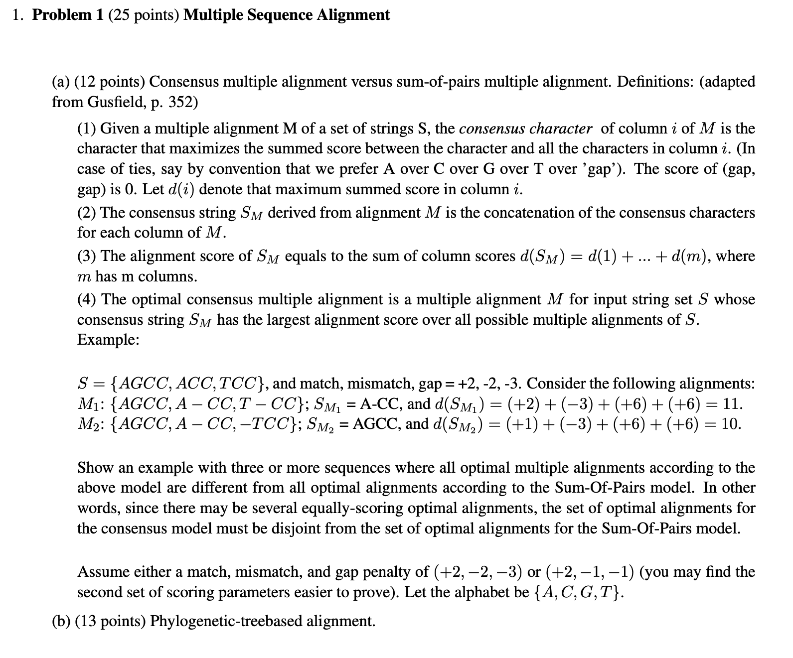Solved Problem 1 (25 ﻿points) ﻿Multiple Sequence | Chegg.com