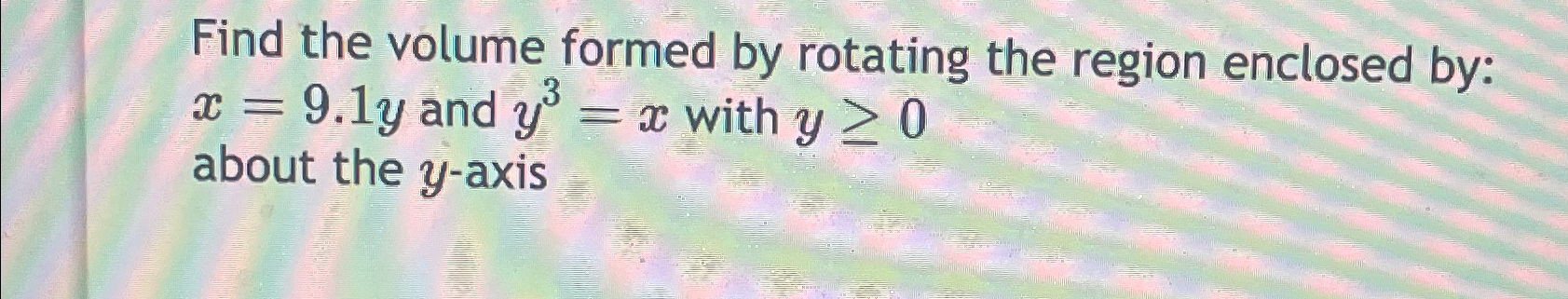 Solved Find the volume formed by rotating the region | Chegg.com