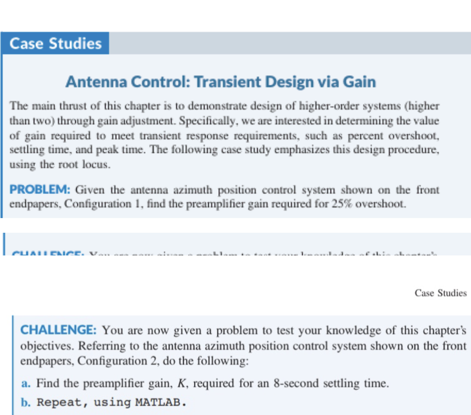 Solved Case StudiesAntenna Control: Transient Design via | Chegg.com