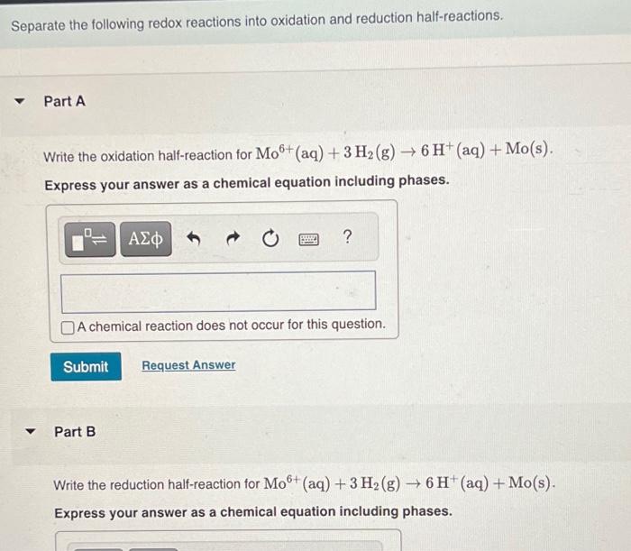 Solved Separate the following redox reactions into oxidation | Chegg.com