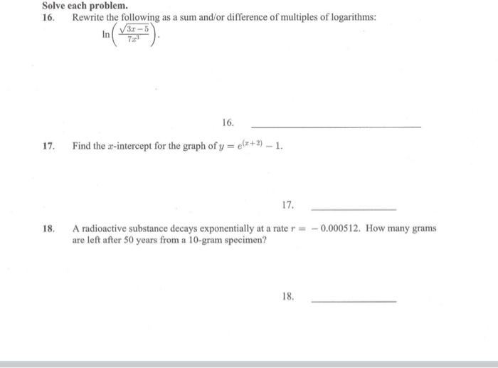 Solved Solve each problem. 16. Rewrite the following as a | Chegg.com