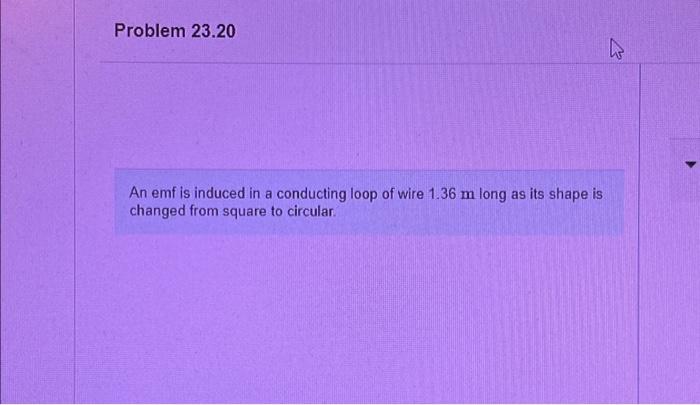 Solved An emf is induced in a conducting loop of wire 1.36 m | Chegg.com