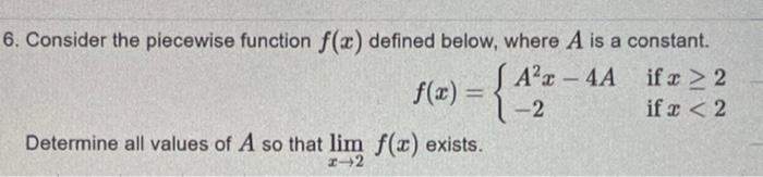 Solved Consider the piecewise function f(x) defined below, | Chegg.com