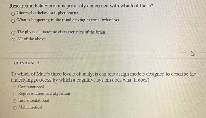 Solved Research in behaviorism is primarily concerned with | Chegg.com