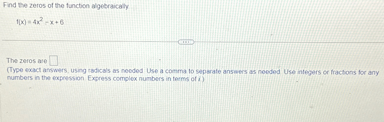 Solved Find the zeros of the function | Chegg.com