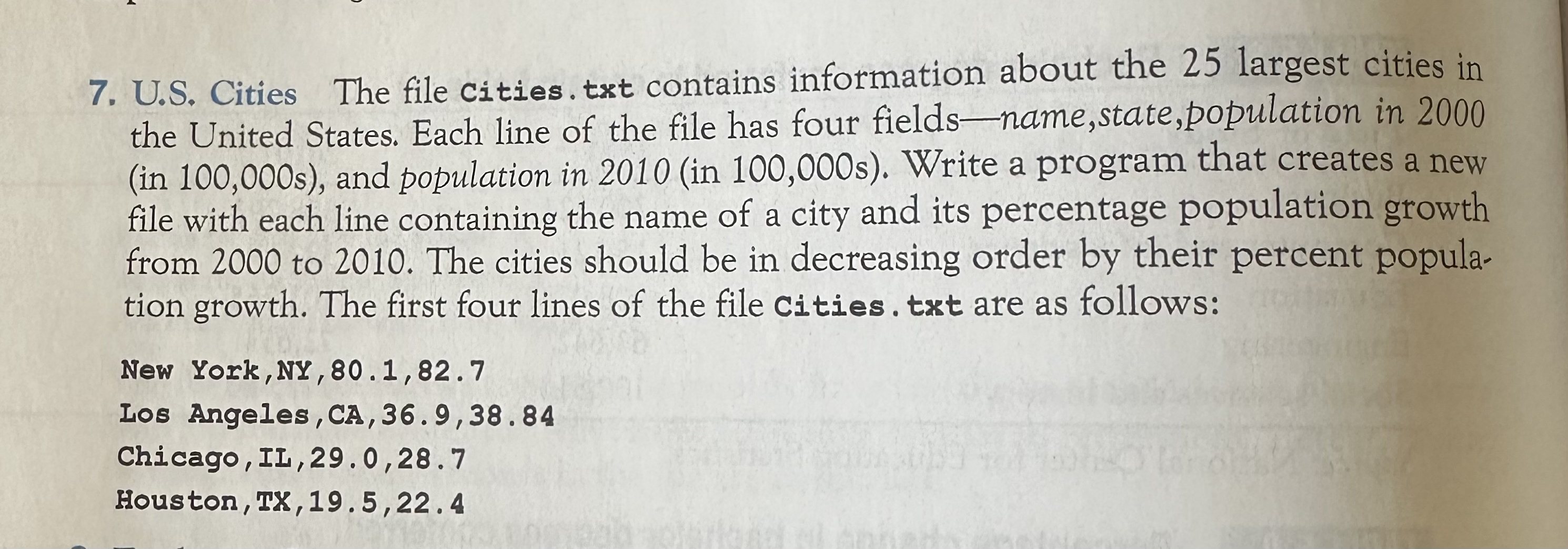 Solved Python please and use lambda expression.U.S. ﻿Cities | Chegg.com