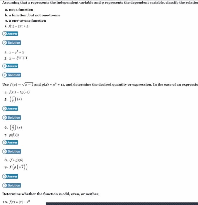 Solved Assuming that x represents the independent variable | Chegg.com