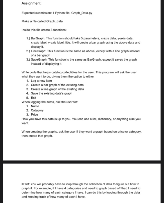 Solved Assignment: Expected submission: 1 Python file, | Chegg.com